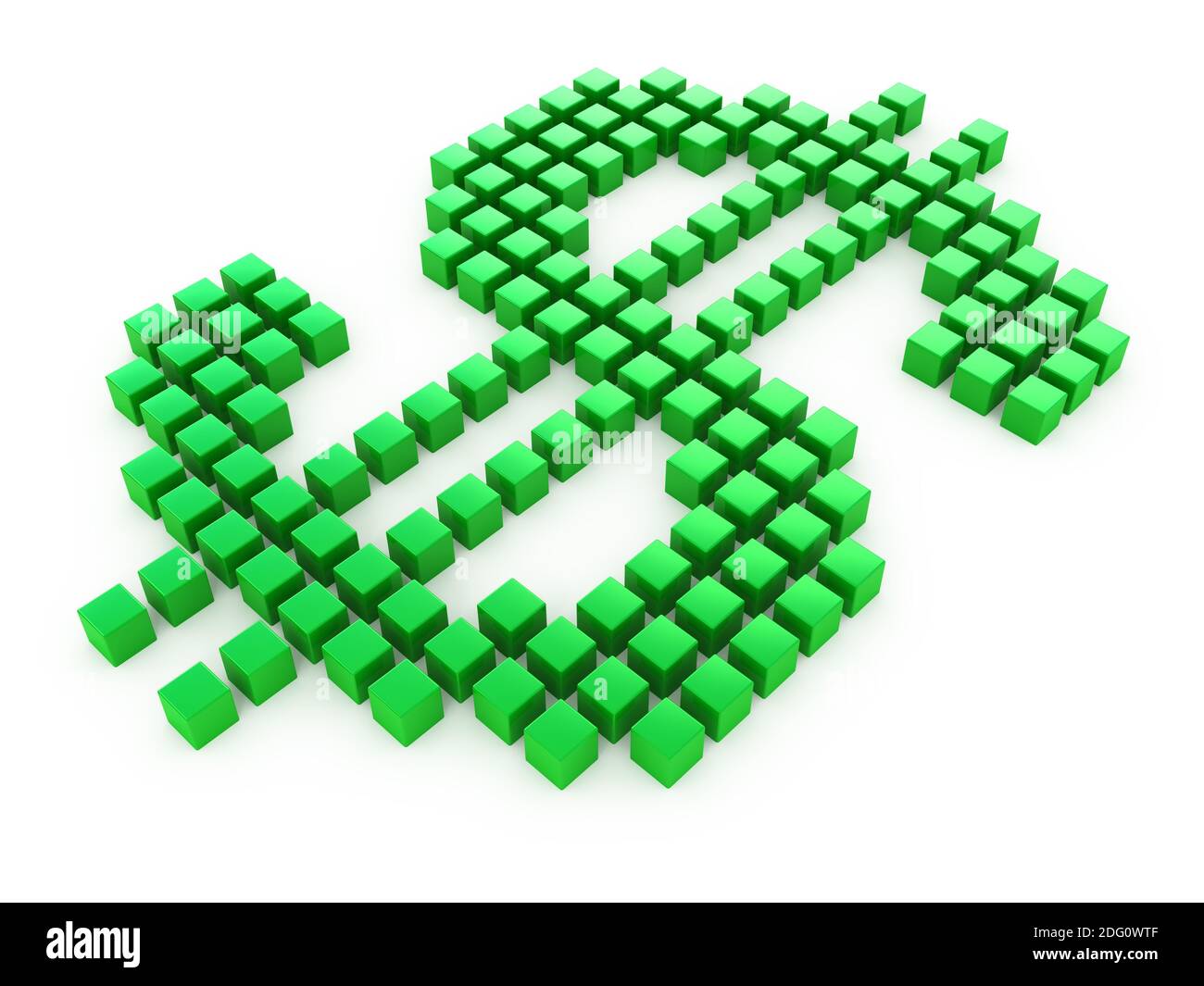 Green dollar sign from cubes isolated on white Stock Photo - Alamy