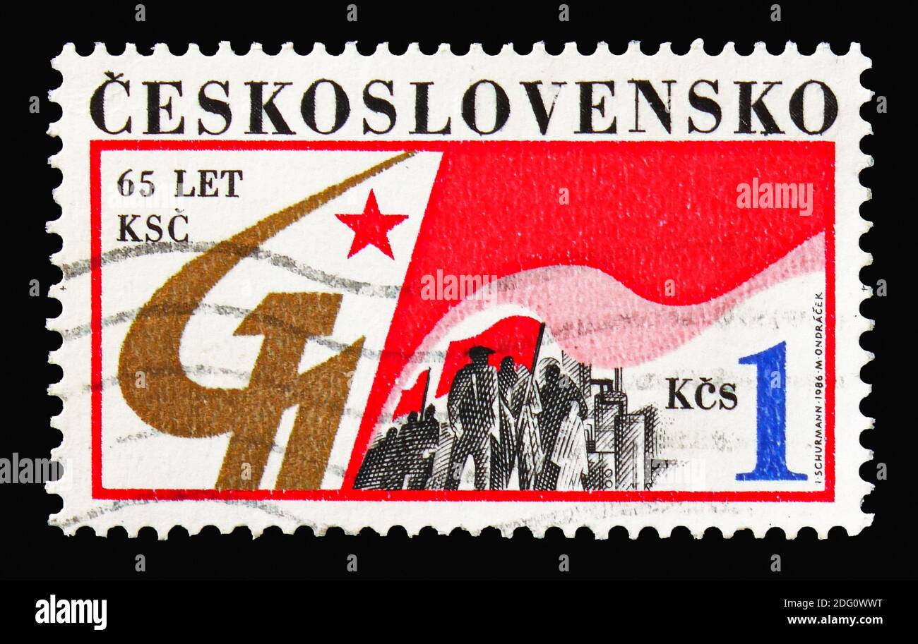 MOSCOW, RUSSIA - AUGUST 18, 2018: A stamp printed in Czechoslovakia ...