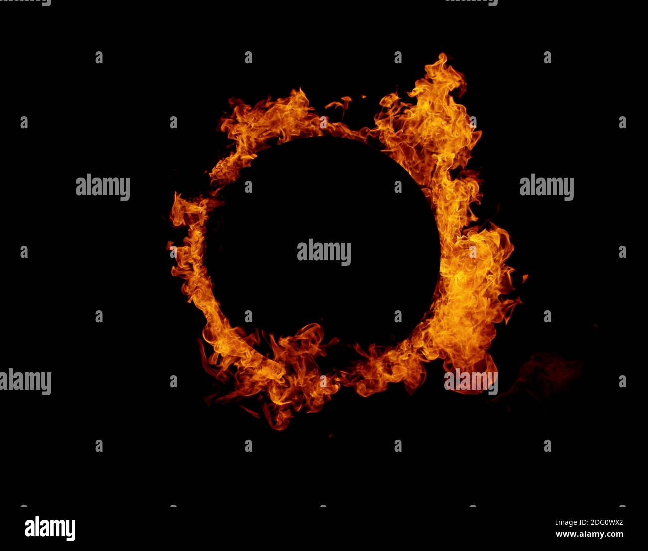 Fire ring isolated on black background, abstract circle shape with free ...