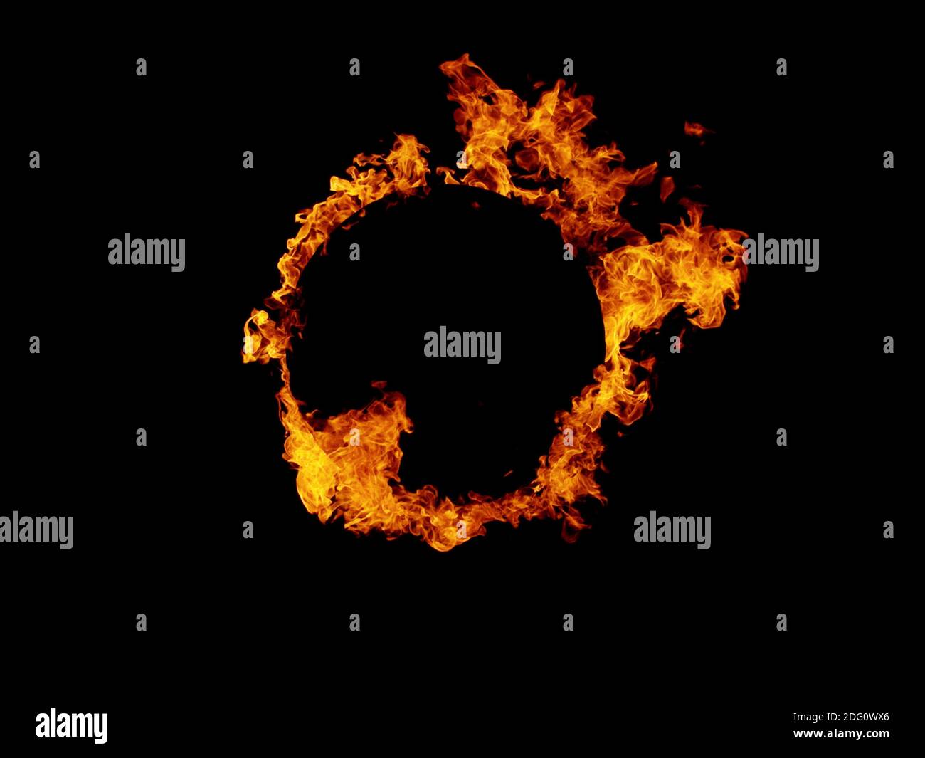 Fire ring isolated on black background, abstract circle shape with free ...