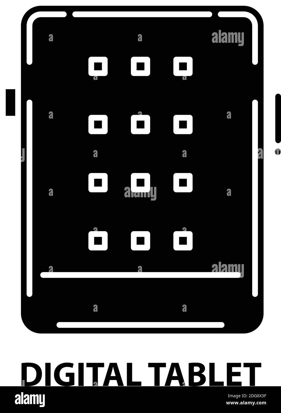 digital tablet icon, black vector sign with editable strokes, concept ...