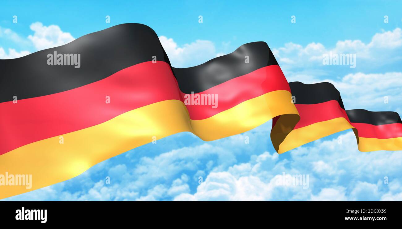 Germany flag ribbon high in the sky. 3d concept illustration Stock ...