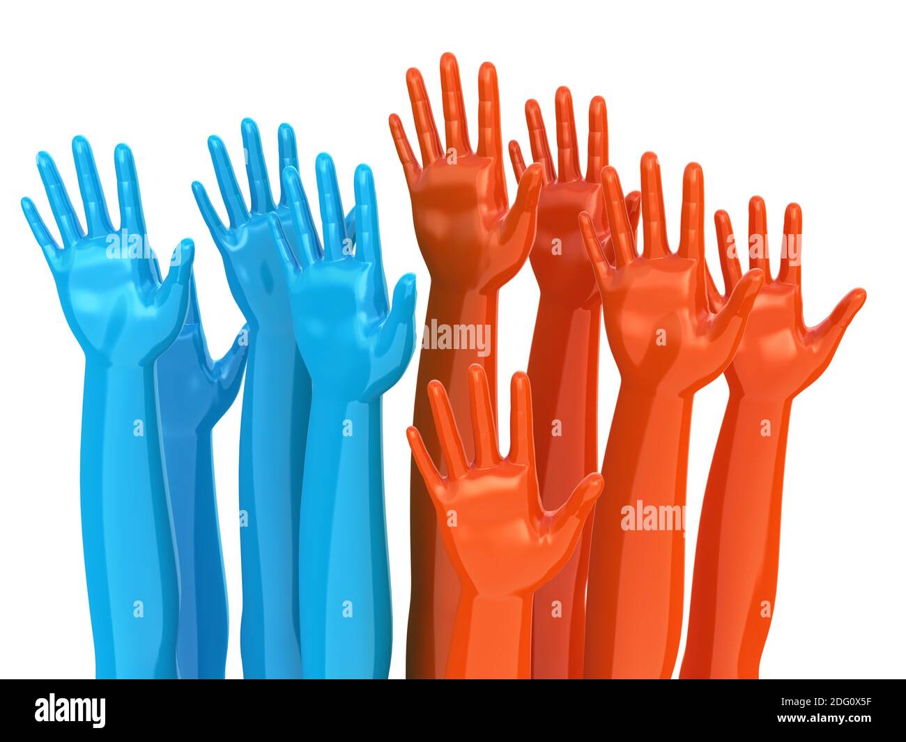 Voting hands concept isolated on white Stock Photo - Alamy