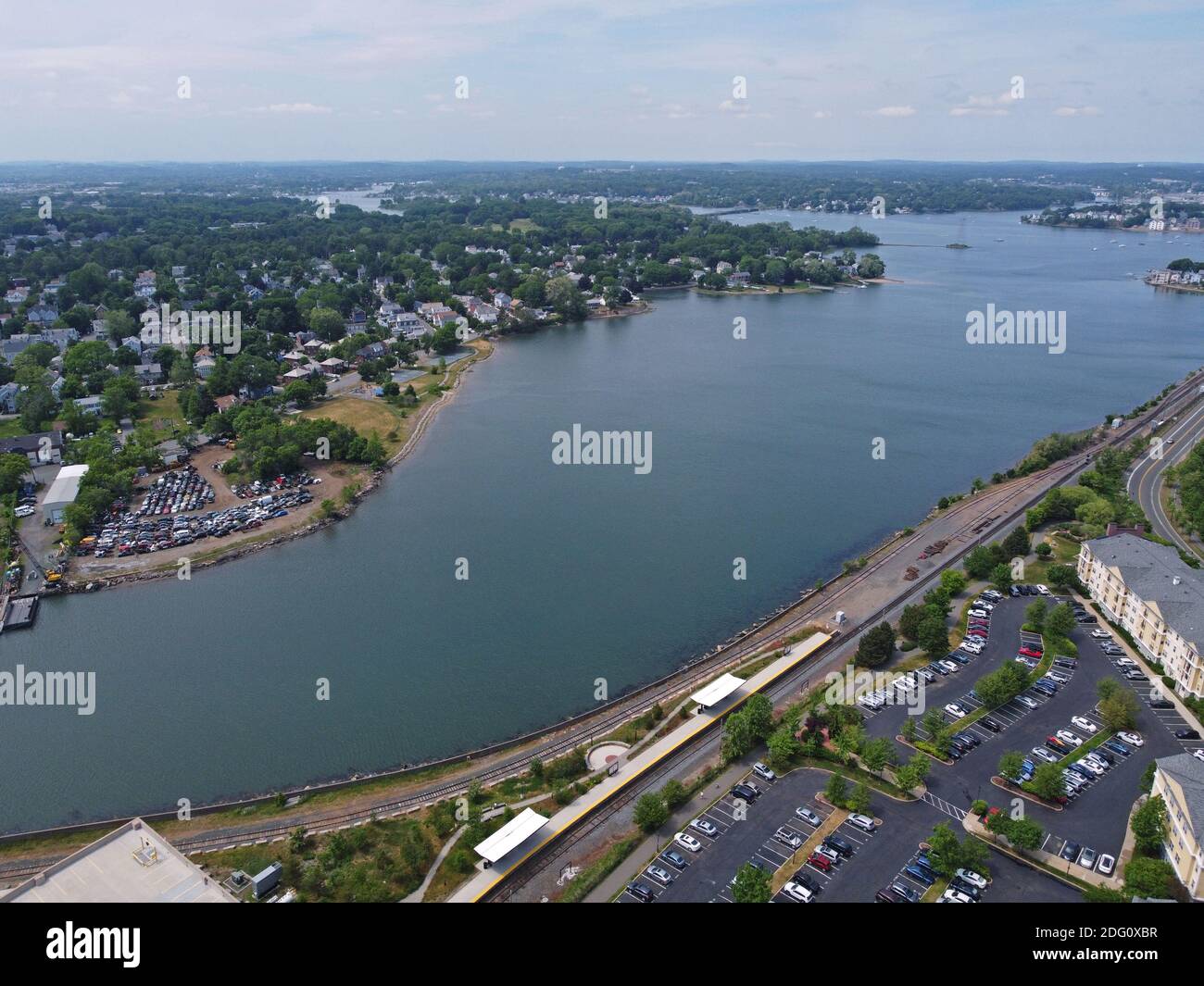 Aerial view of North River and Danvers River at Salem Harbor in city of ...