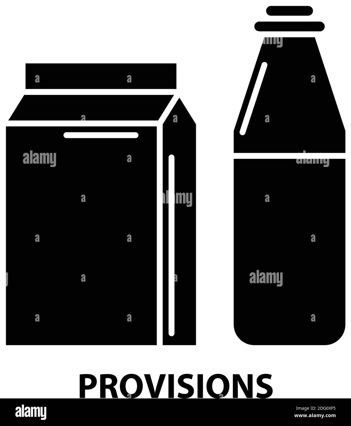 provisions icon, black vector sign with editable strokes, concept ...