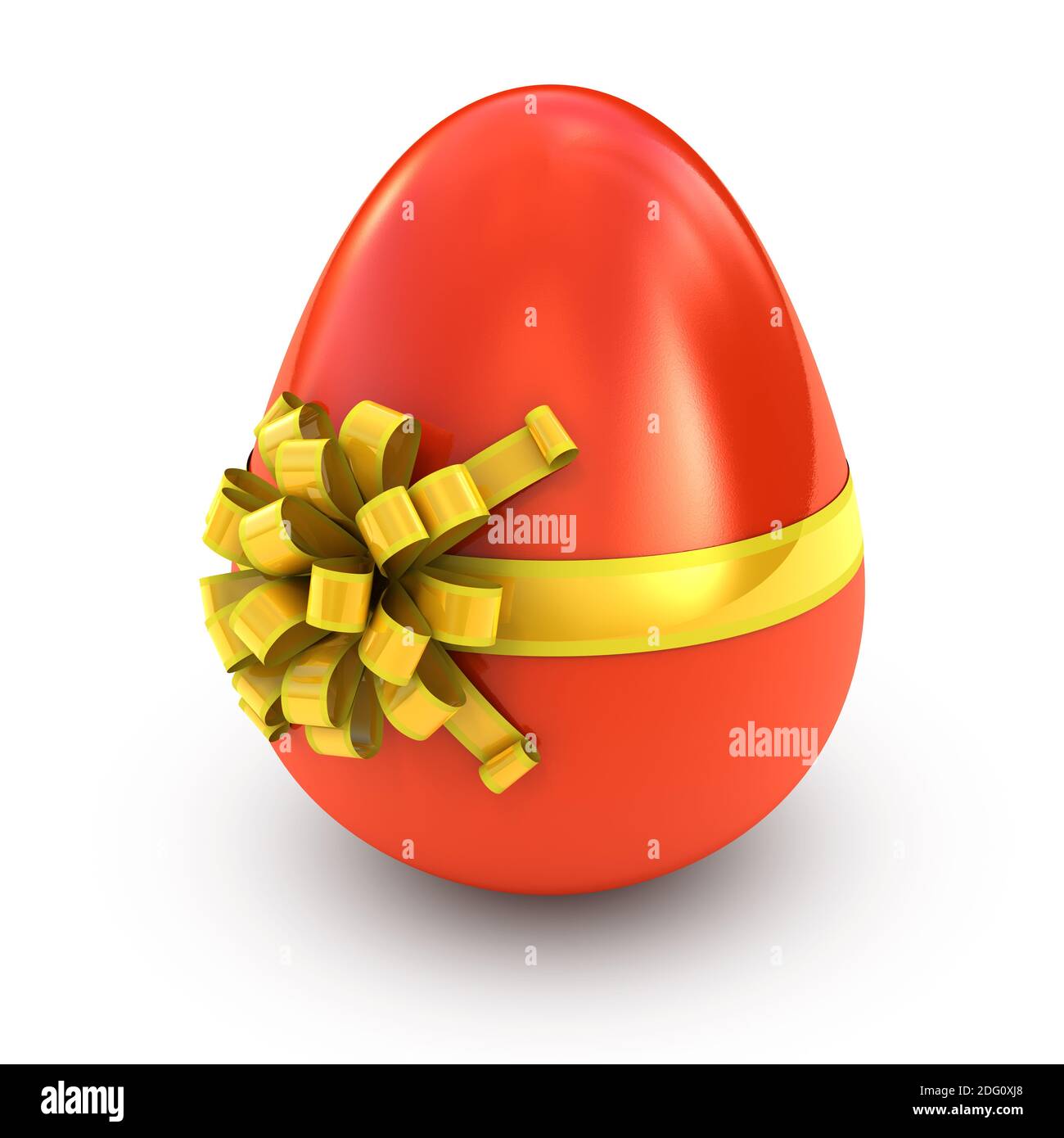 Easter surprise - red egg with ribbon isolated on white Stock Photo - Alamy