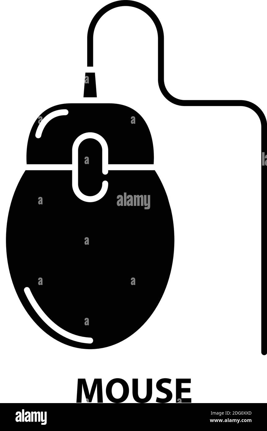 mouse icon, black vector sign with editable strokes, concept ...
