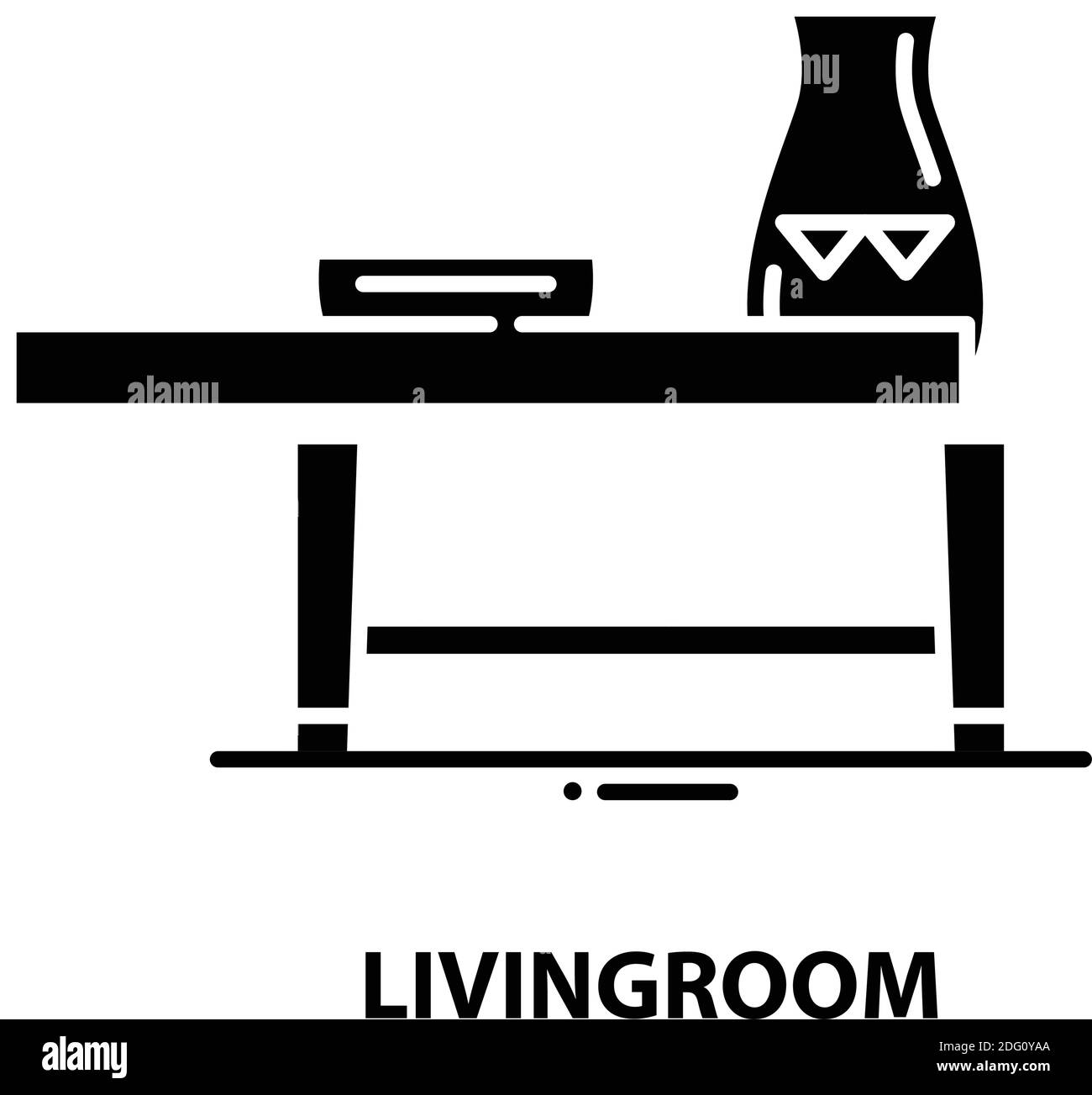 livingroom icon, black vector sign with editable strokes, concept ...