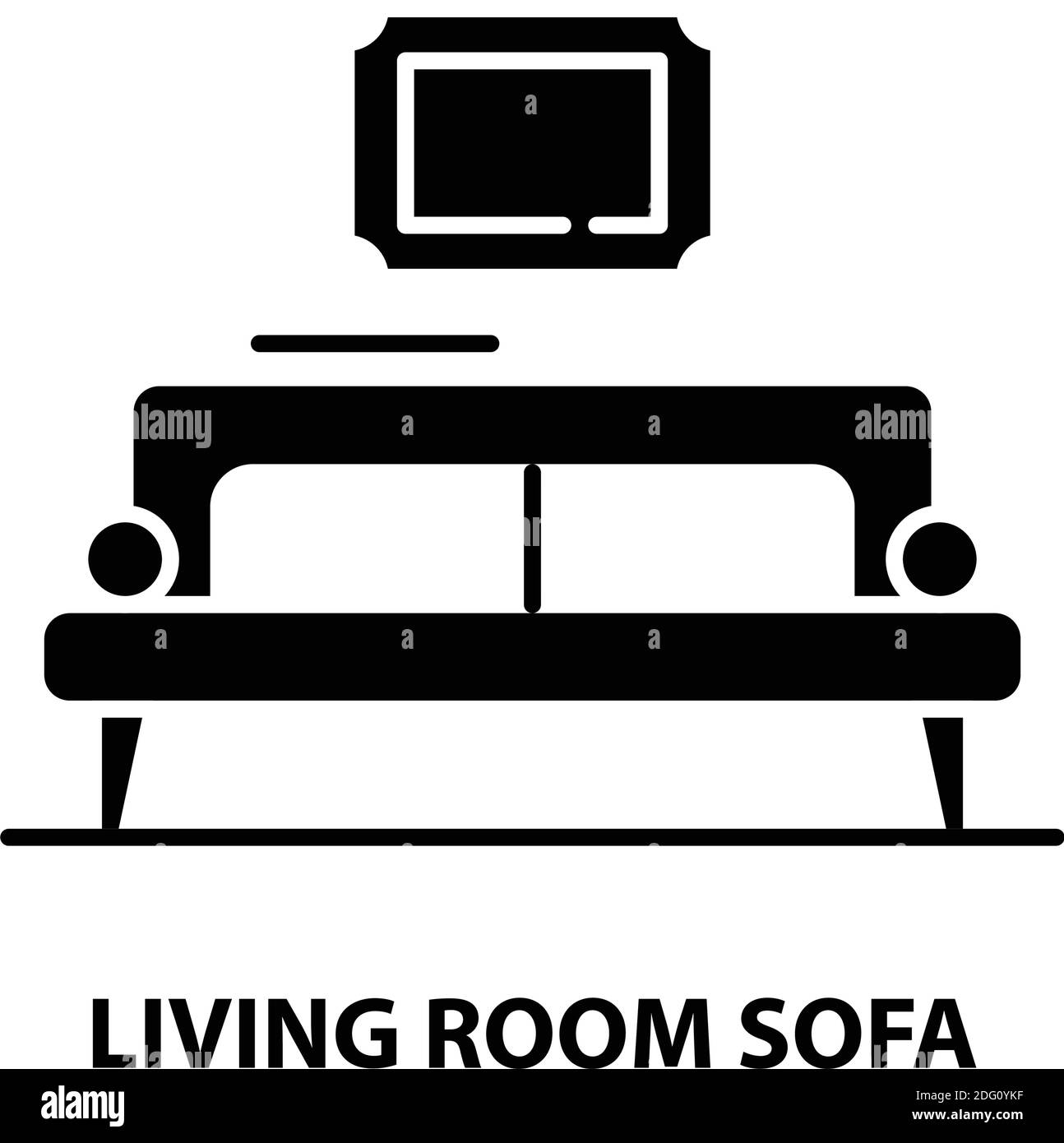 living room sofa icon, black vector sign with editable strokes, concept ...