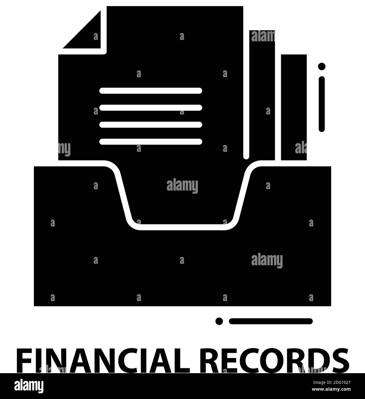 financial records icon, black vector sign with editable strokes ...