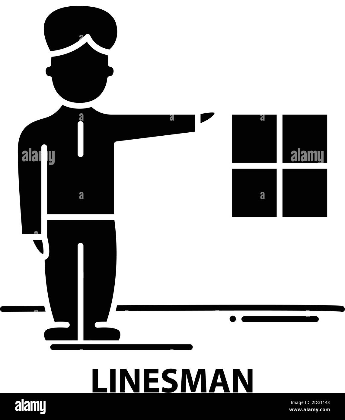 linesman icon, black vector sign with editable strokes, concept ...