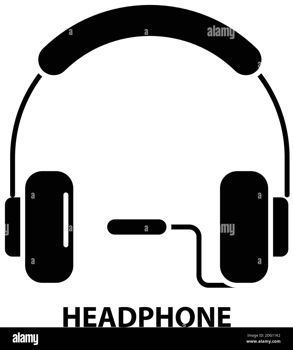 headphone symbol icon, black vector sign with editable strokes, concept ...