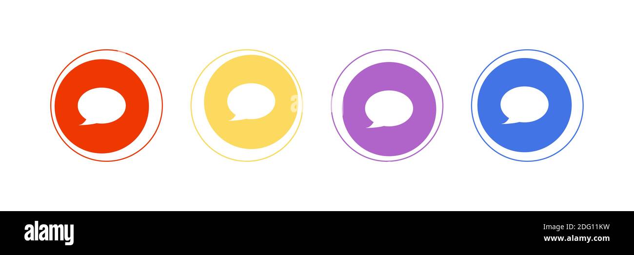 Chat message icons. Different colours symbol and button of chat message ...