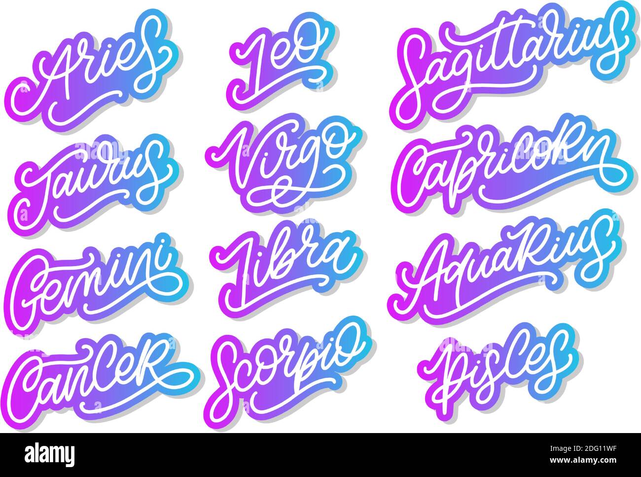 Zodiac lettering Vector Sign. Cartoon astrology text illustration ...