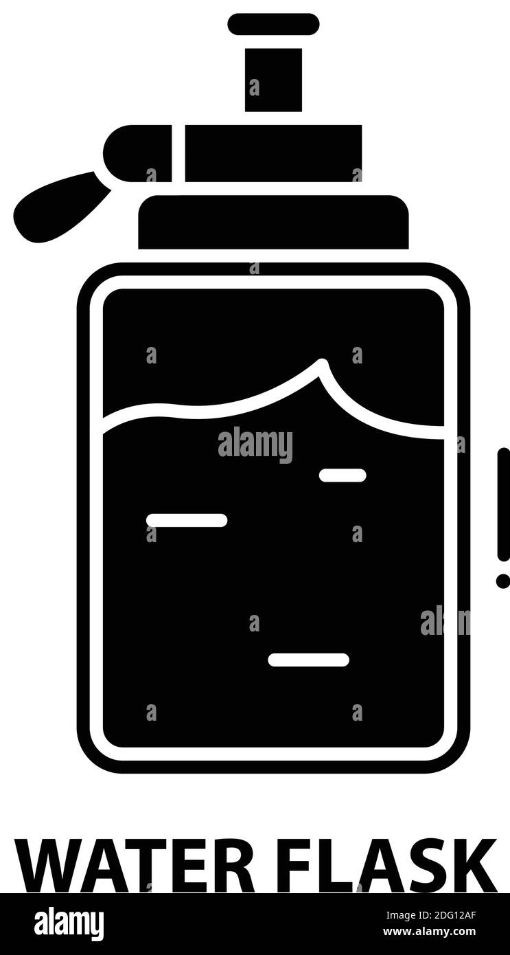 water flask icon, black vector sign with editable strokes, concept ...