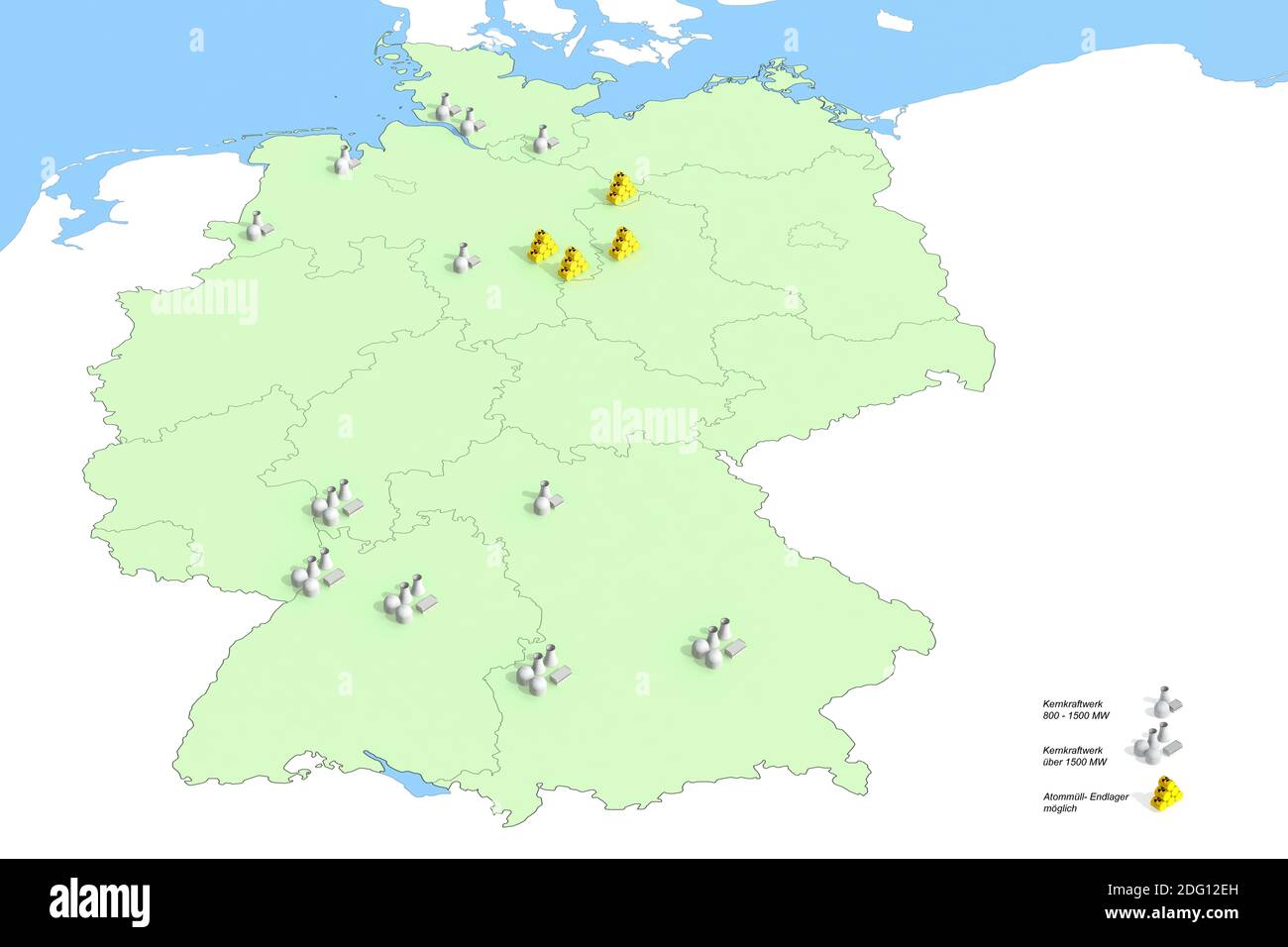 Locations of nuclear power plants in Germany in 2011, source: Federal ...