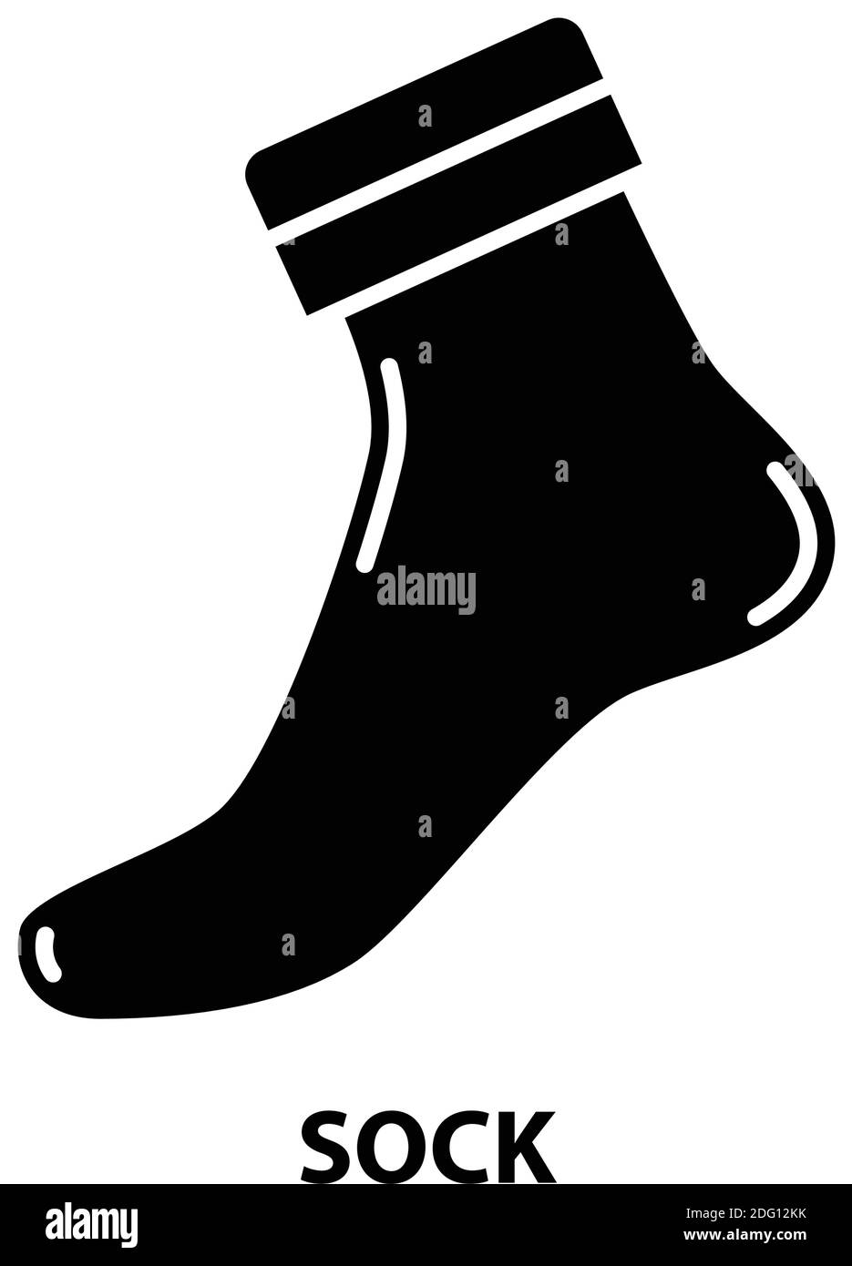 sock icon, black vector sign with editable strokes, concept ...