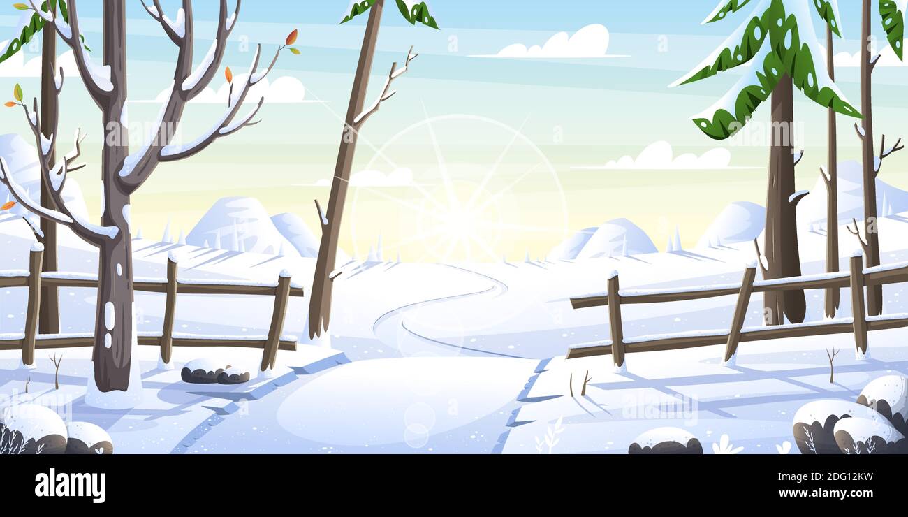Winter landscape panorama. Vector illustration with separate layers ...