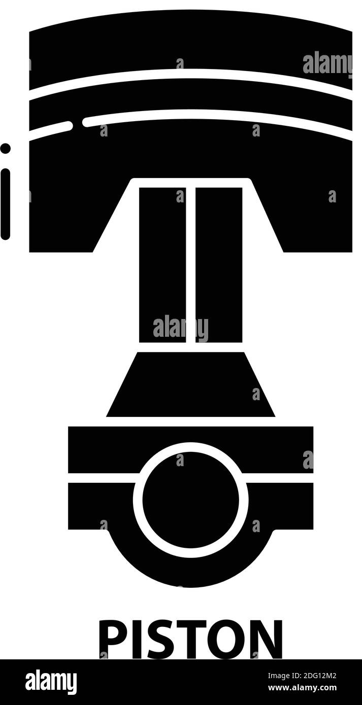 piston icon, black vector sign with editable strokes, concept ...