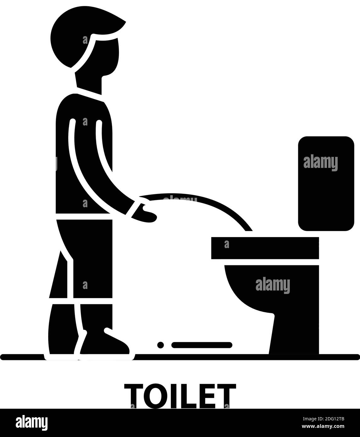 toilet icon, black vector sign with editable strokes, concept ...