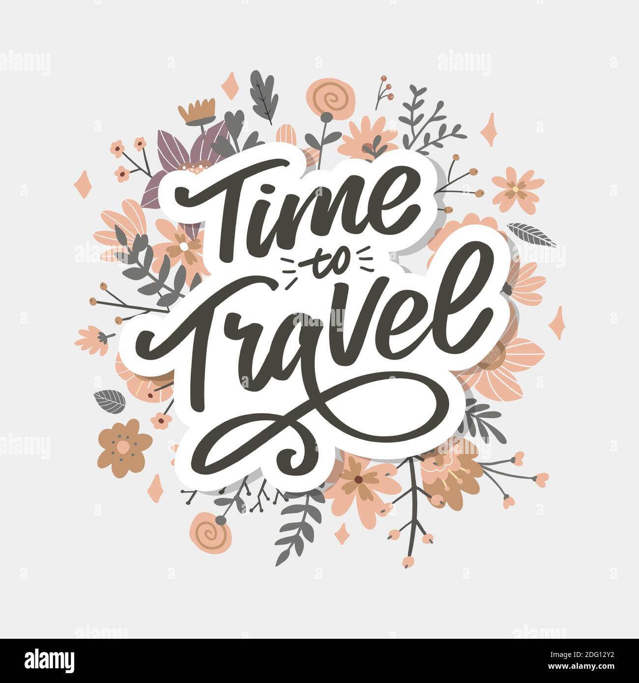 Calligraphic Writing lettering Time to Travel vector illustration Stock ...