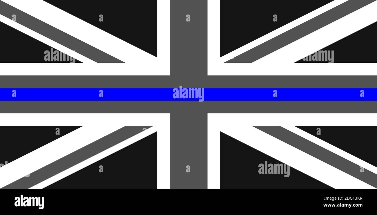 A grayscale and blue Union Jack Flag in memorial of Police Officers ...