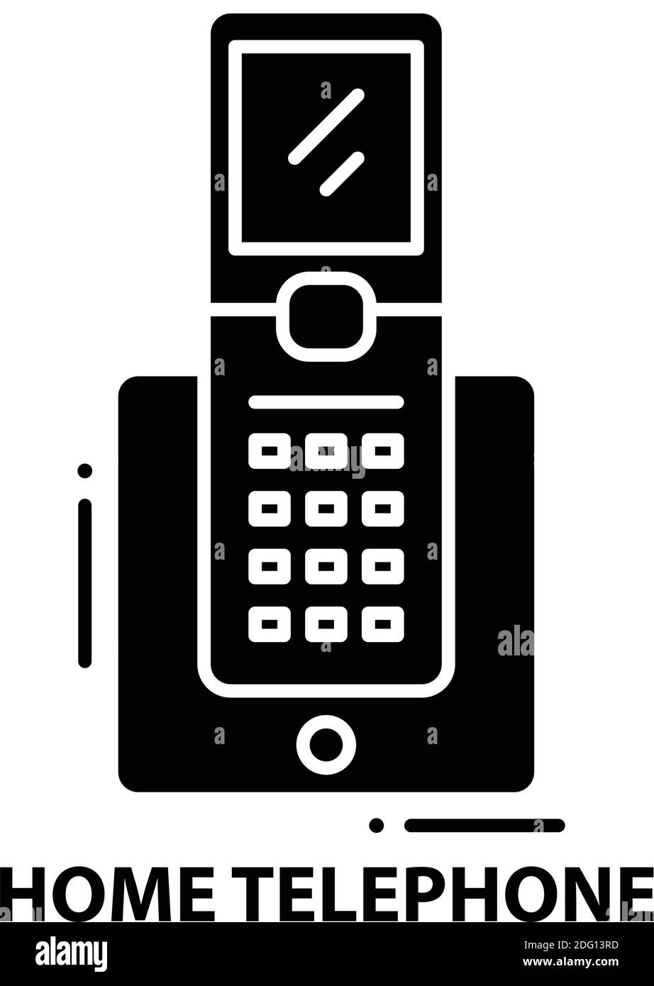 home telephone icon, black vector sign with editable strokes, concept ...