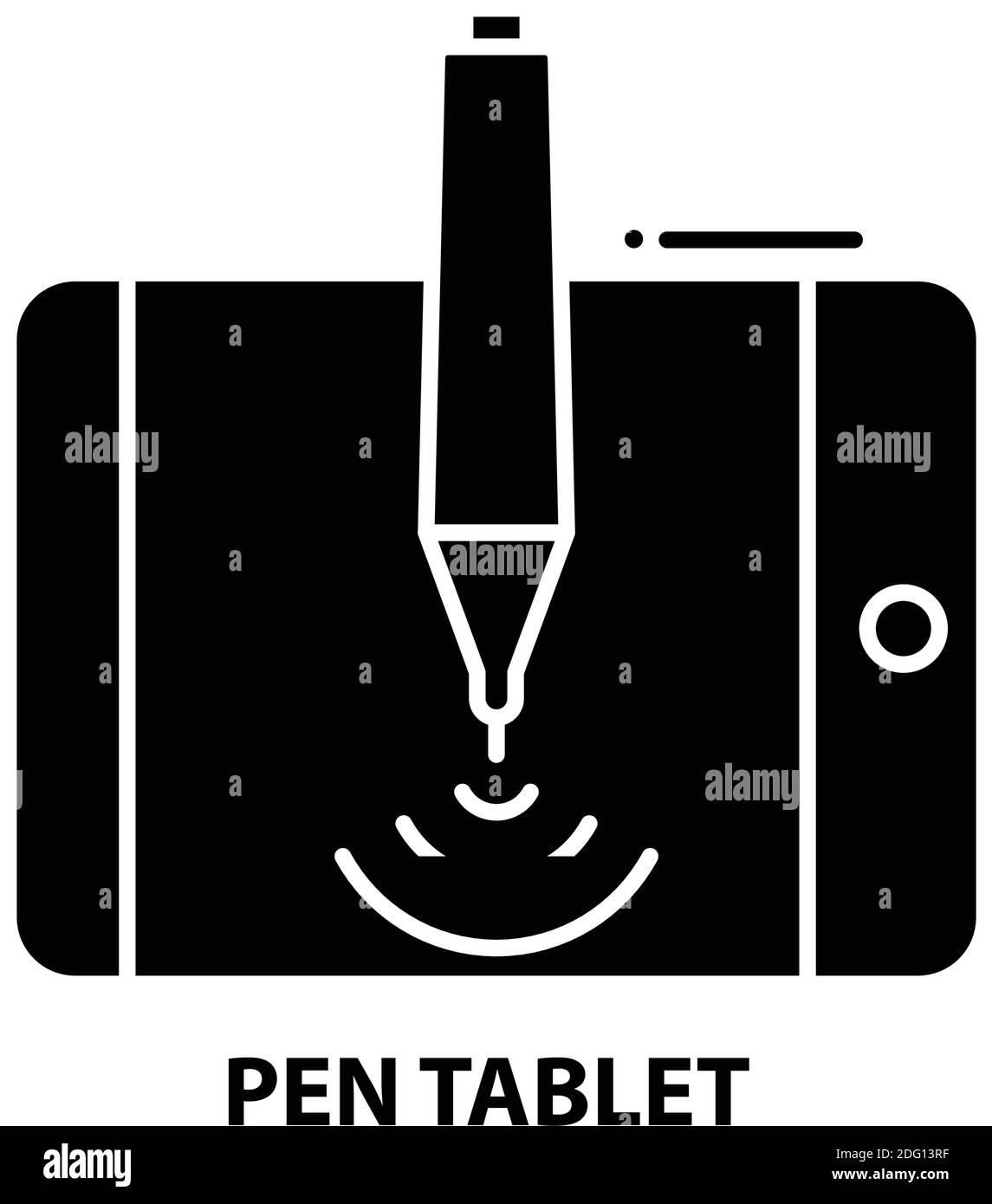 pen tablet icon, black vector sign with editable strokes, concept ...