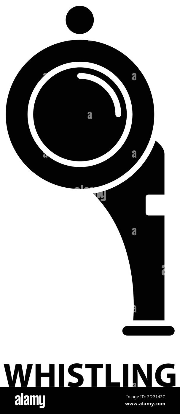 whistling icon, black vector sign with editable strokes, concept ...