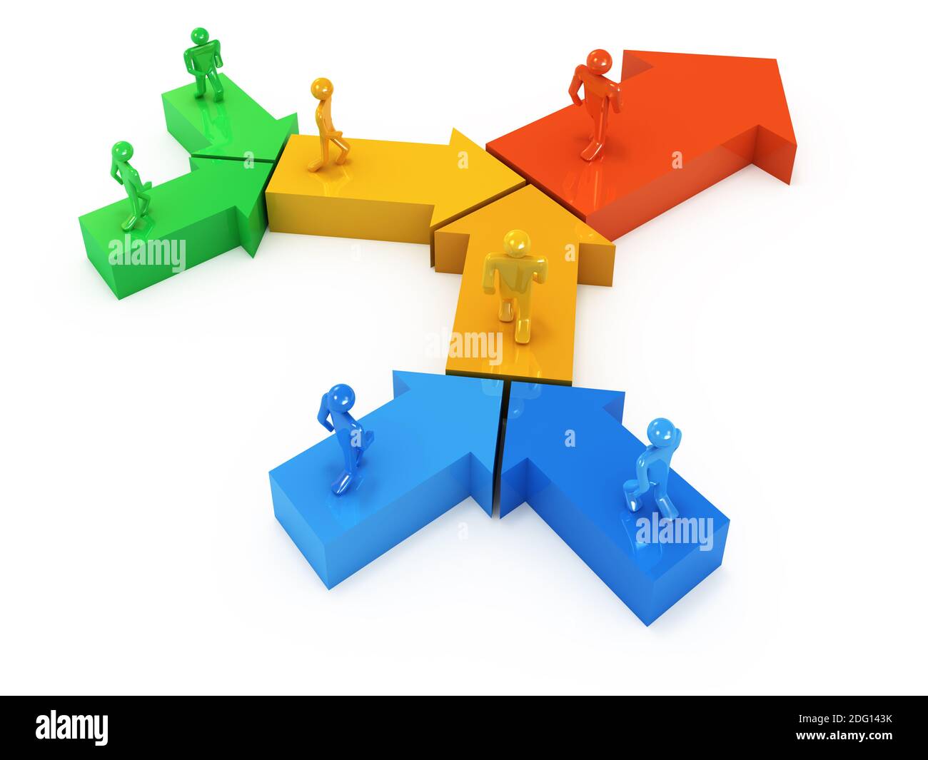 Process chain from colorful arrows. 3d concept illustration Stock Photo ...