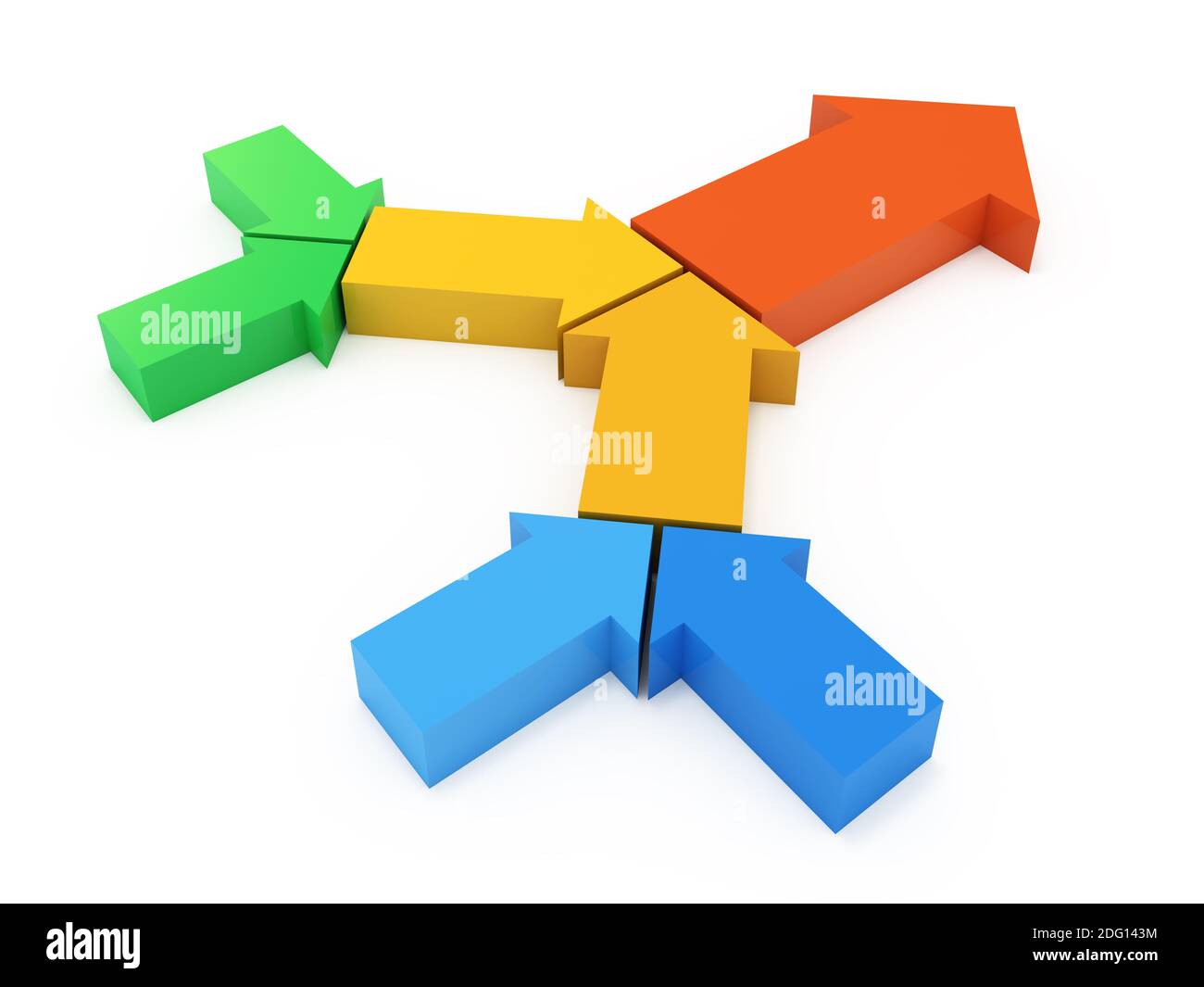 Process chain from colorful arrows. 3d concept illustration Stock Photo ...