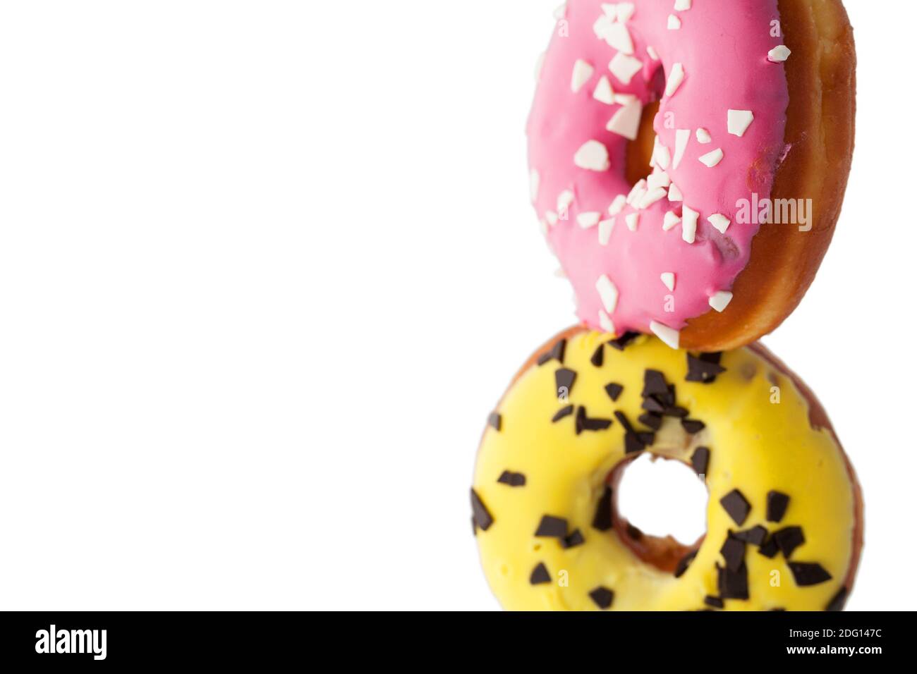 Levitating donuts group in glaze isolated on white background Stock ...