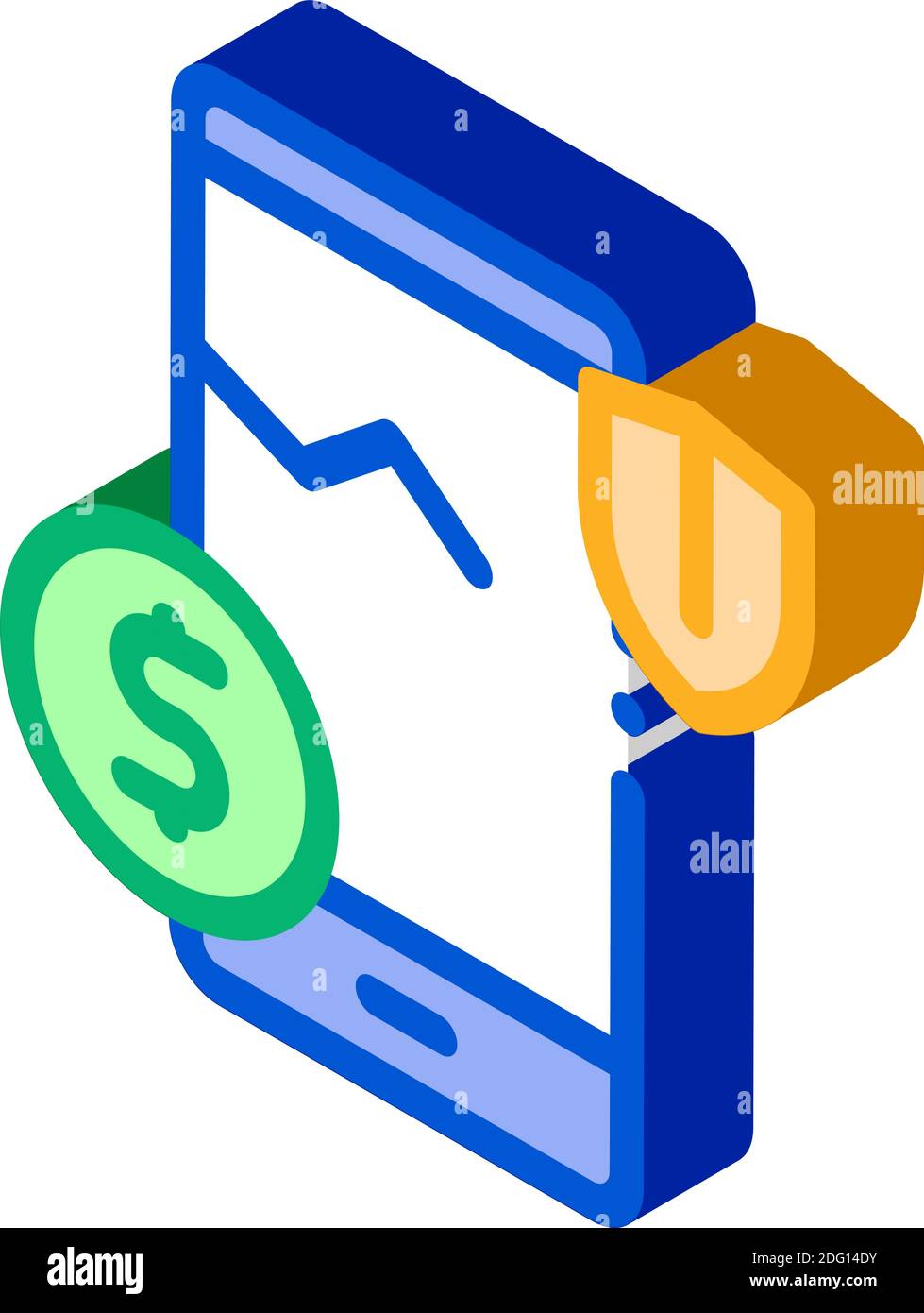 crashed phone screen insurance isometric icon vector illustration Stock ...