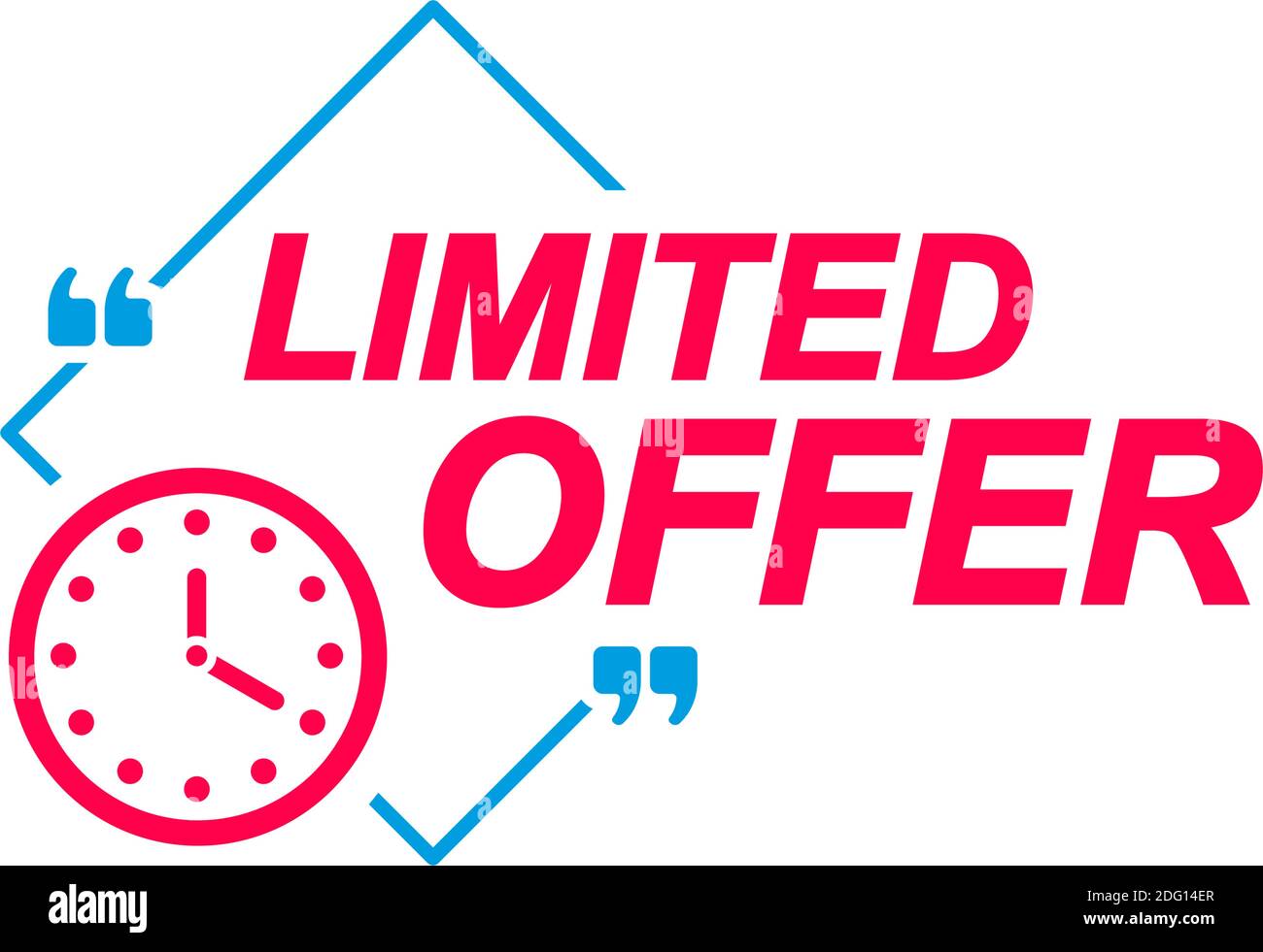 Limited Offer labels. Speech bubbles with clock icon. Advertising and ...
