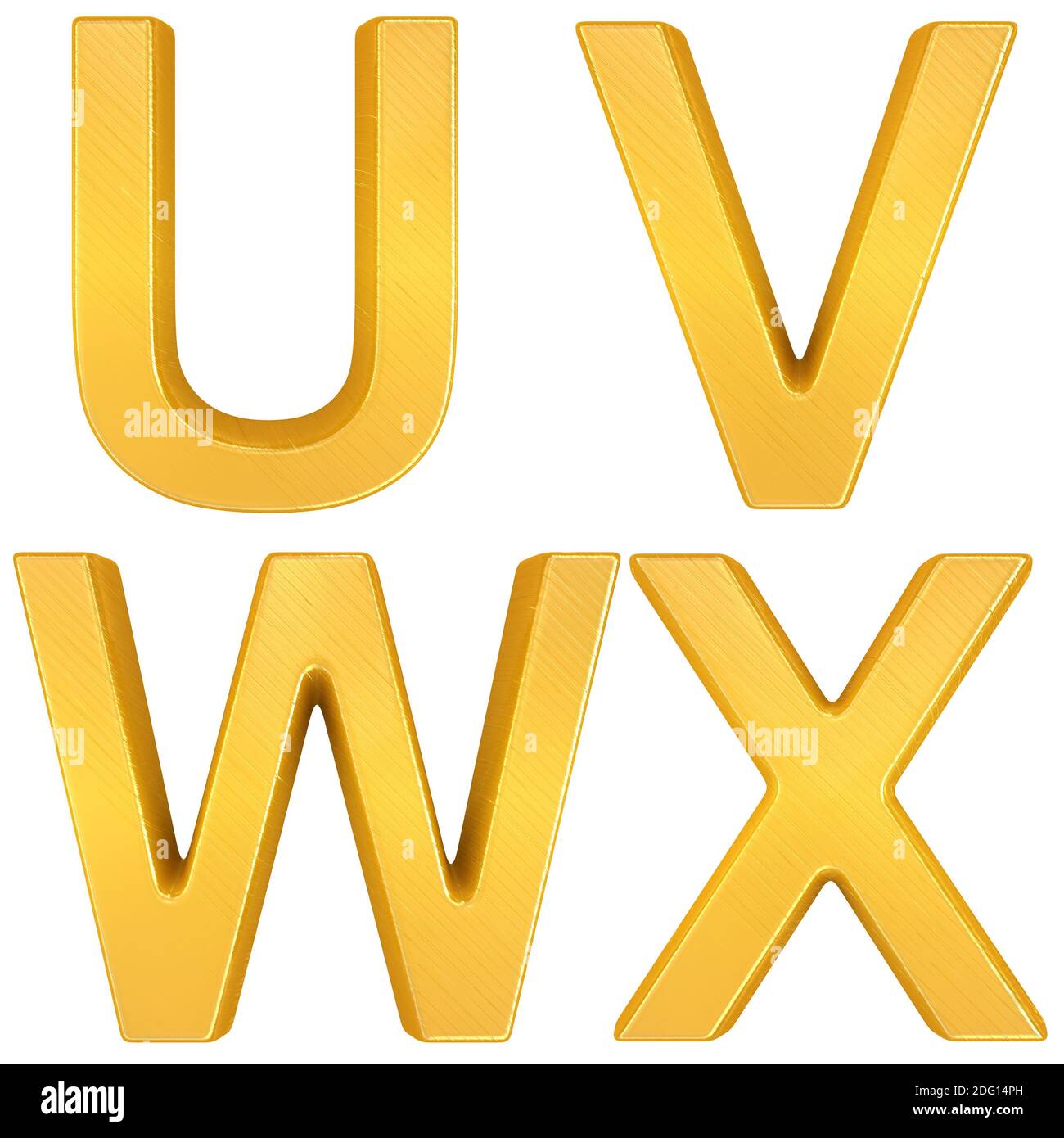 Golden Letters U, V, W, X Stock Photo - Alamy
