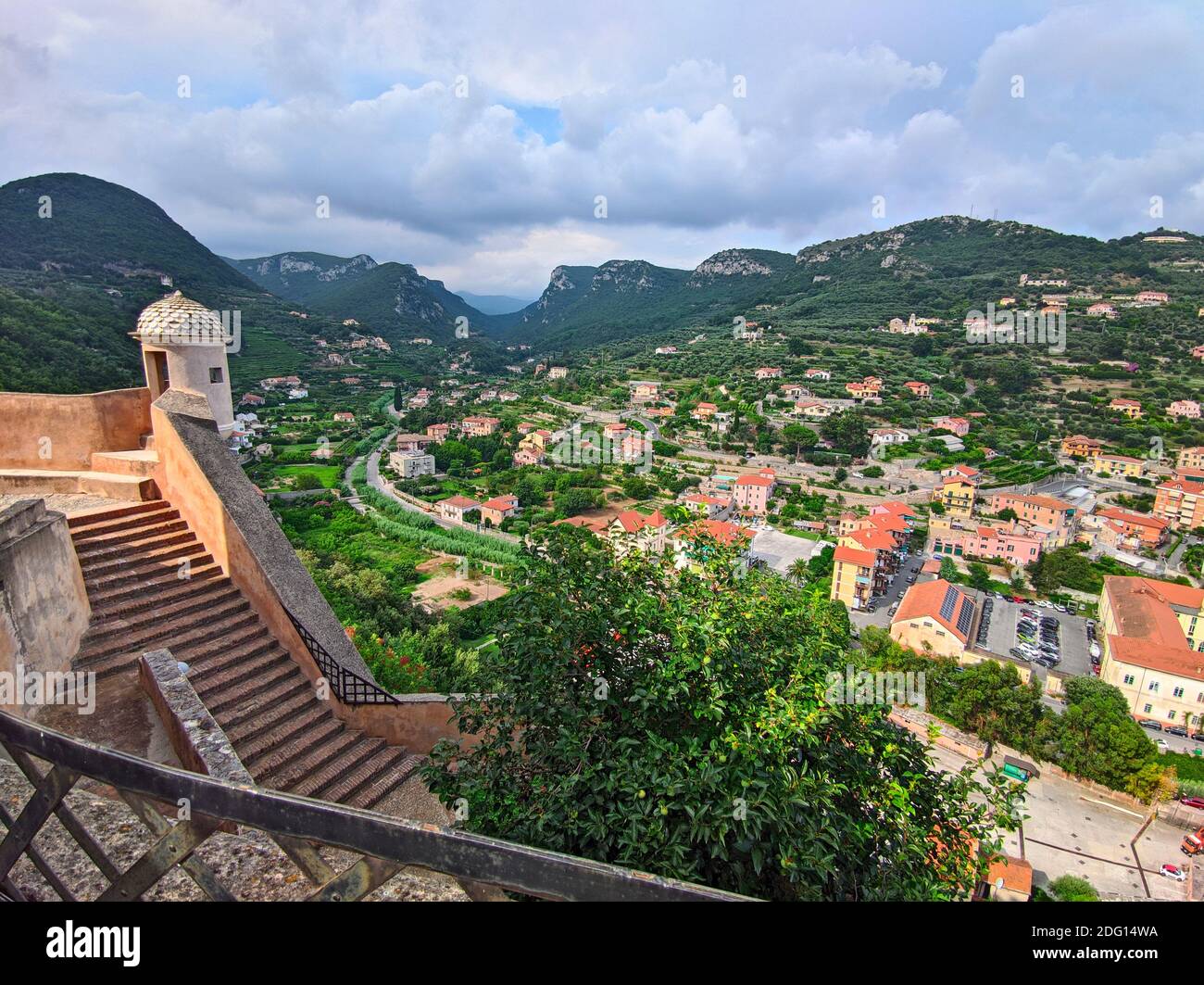 landscape with countryside and mountains of Liguria, in the area of ...