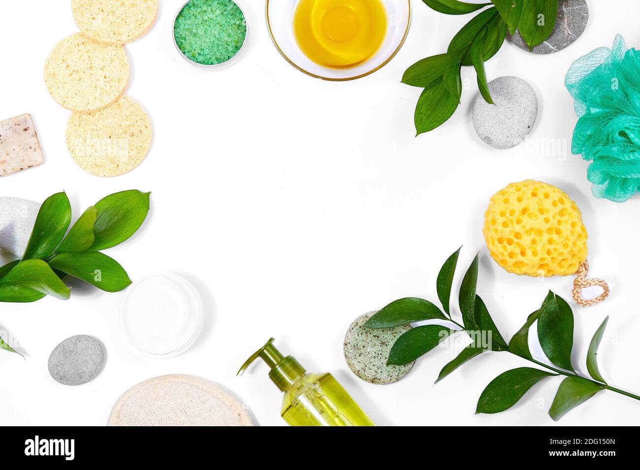 Spa background with Bath Accessories, Face and Body care. Set for ...