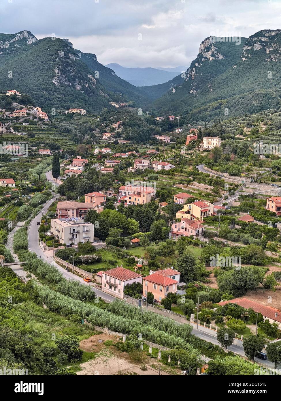landscape with countryside and mountains of Liguria, in the area of ...