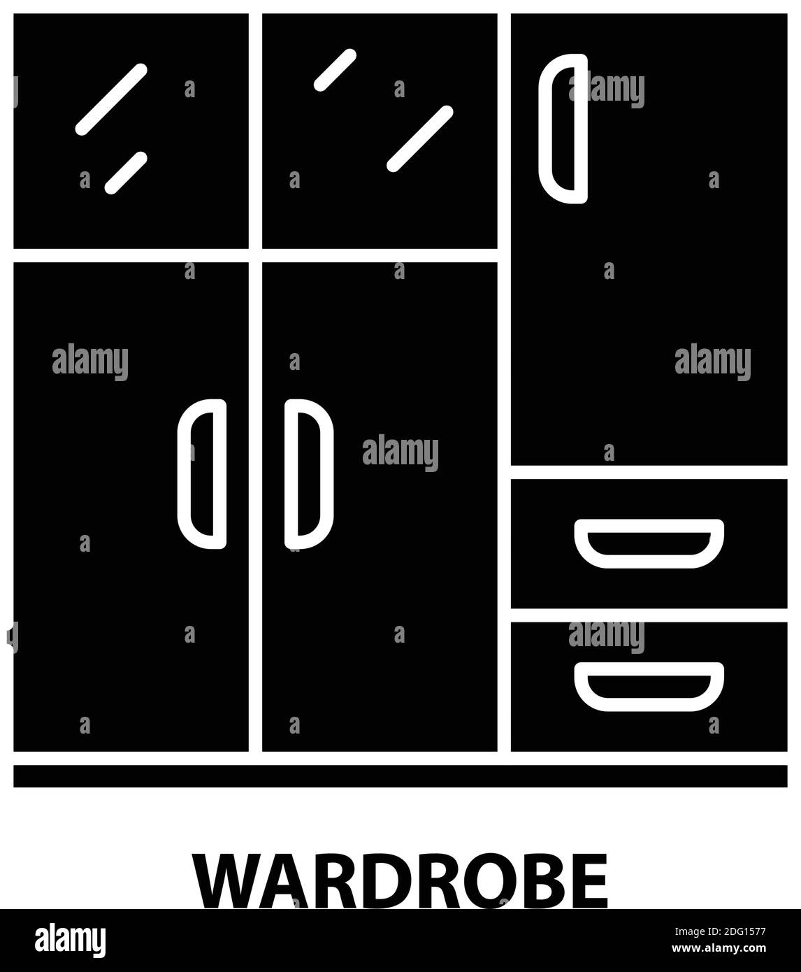 wardrobe icon, black vector sign with editable strokes, concept ...