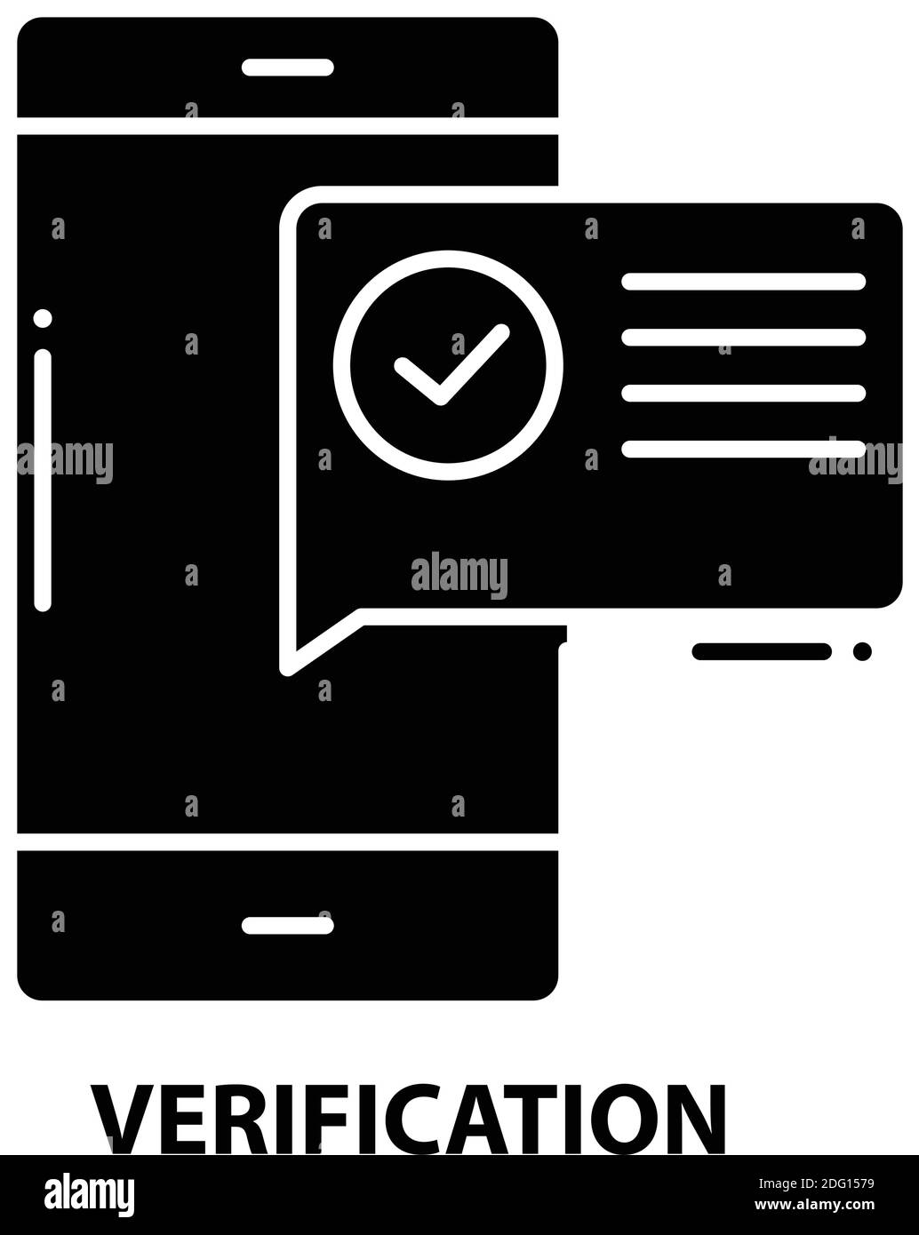 verification icon, black vector sign with editable strokes, concept ...