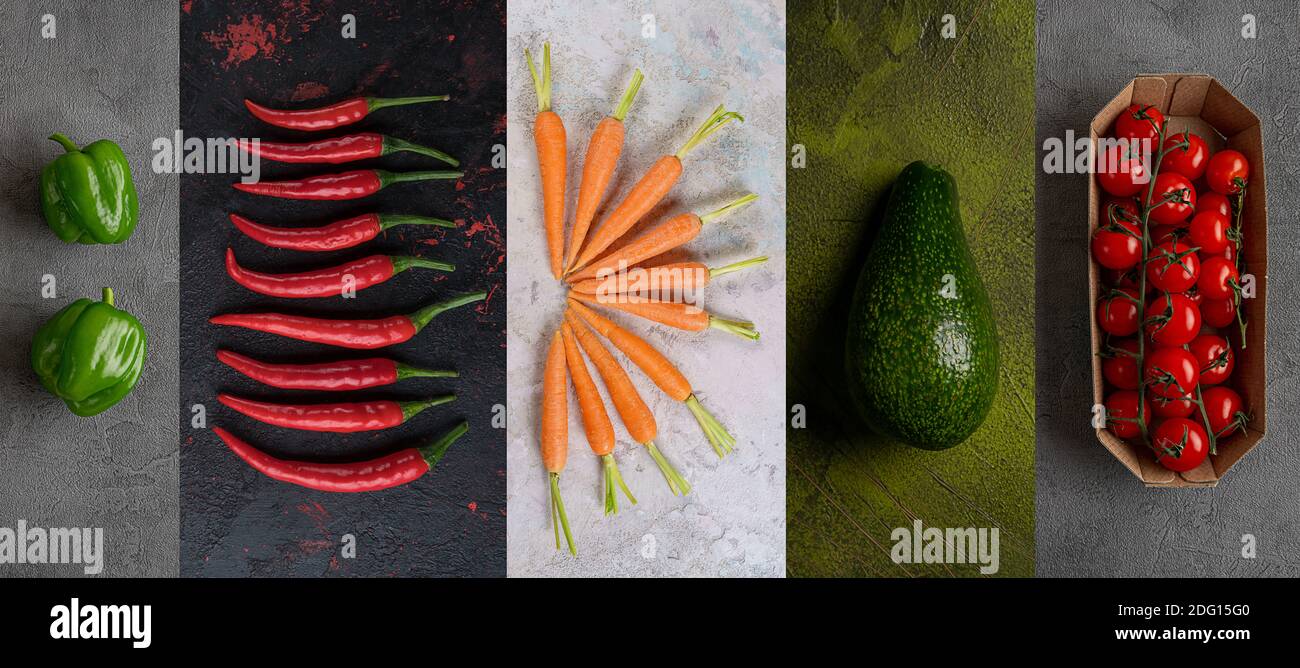 mix products collage bell peppers carrots avocado cherry tomatoes ...