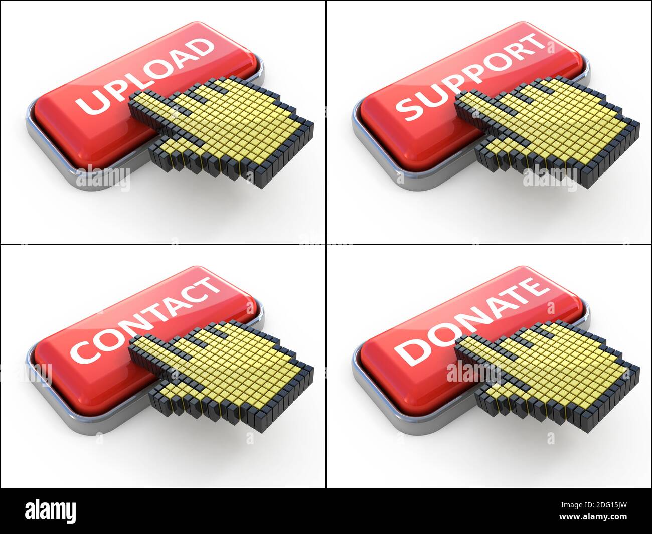 Web buttons set 3d concept isolated on white Stock Photo - Alamy