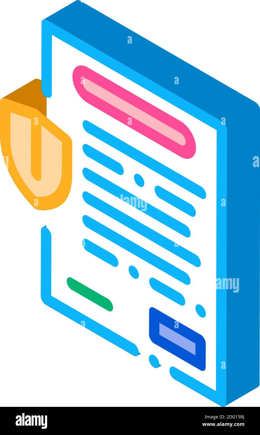 insurance agreement paper list isometric icon vector illustration Stock ...