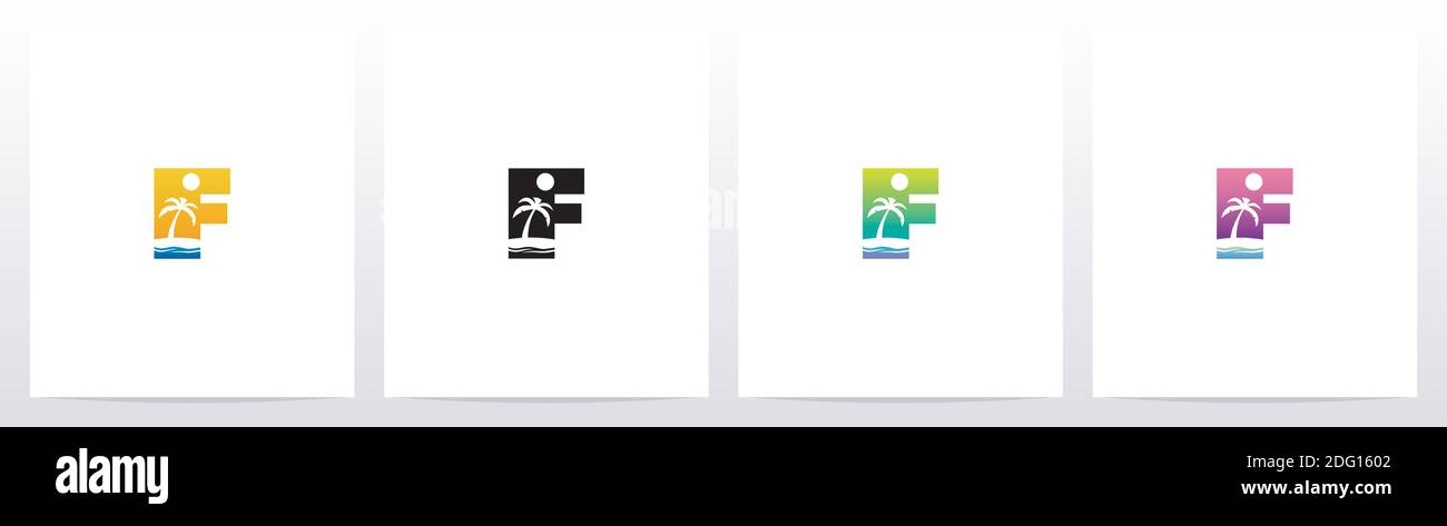 Tropical Island On Letter Logo Design F Stock Vector Image & Art - Alamy