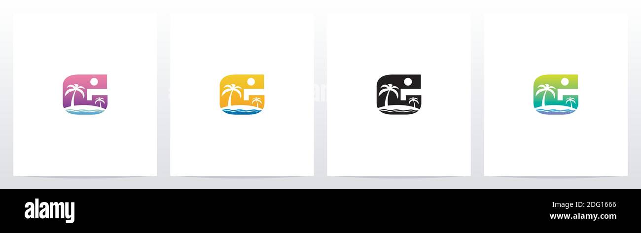 Tropical Island On Letter Logo Design G Stock Vector Image & Art - Alamy