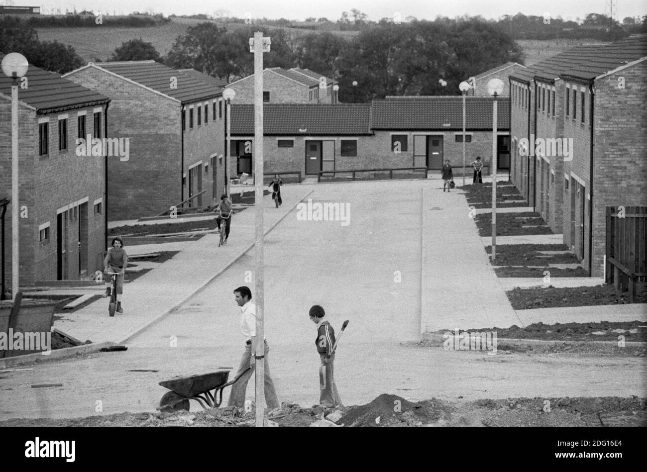 Milton Keynes New Town 1970s England new town under development, houses ...