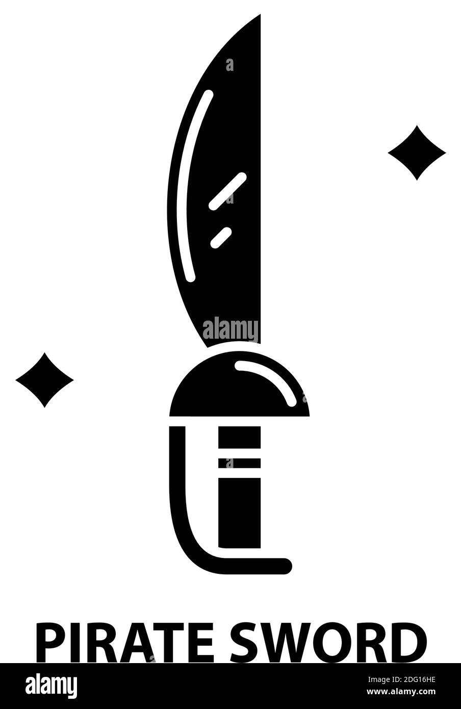 pirate sword icon, black vector sign with editable strokes, concept ...