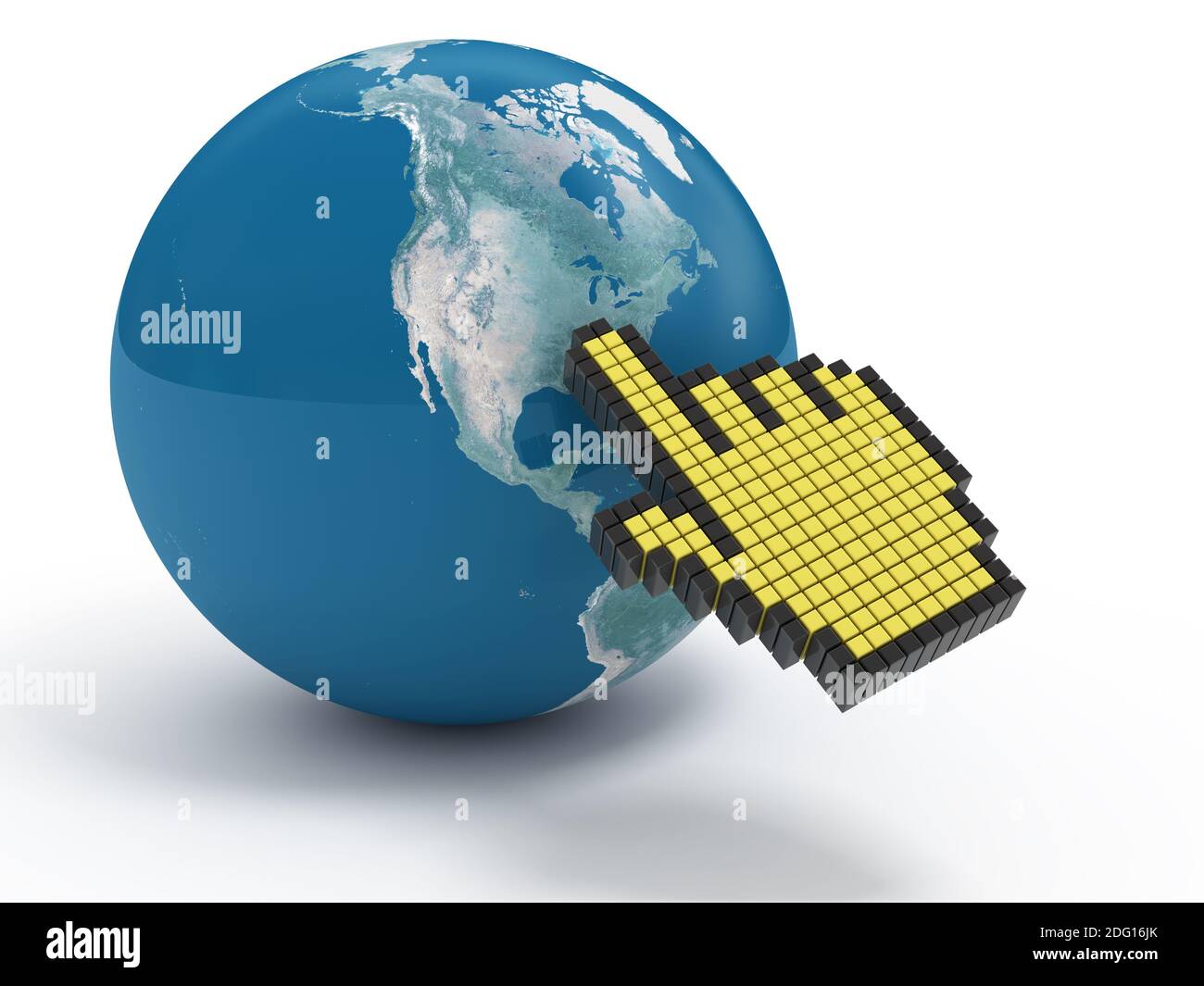 Destination Point. Global Internet navigator 3d concept on white Stock ...