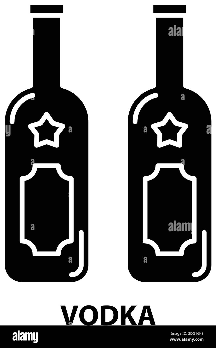 vodka icon, black vector sign with editable strokes, concept ...