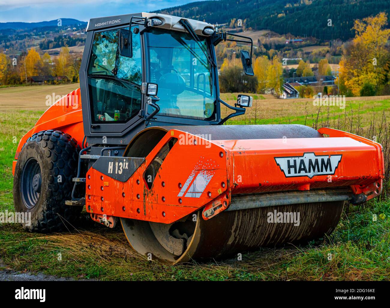 Large steamroller for paving roads and compacting asphalt Stock Photo ...